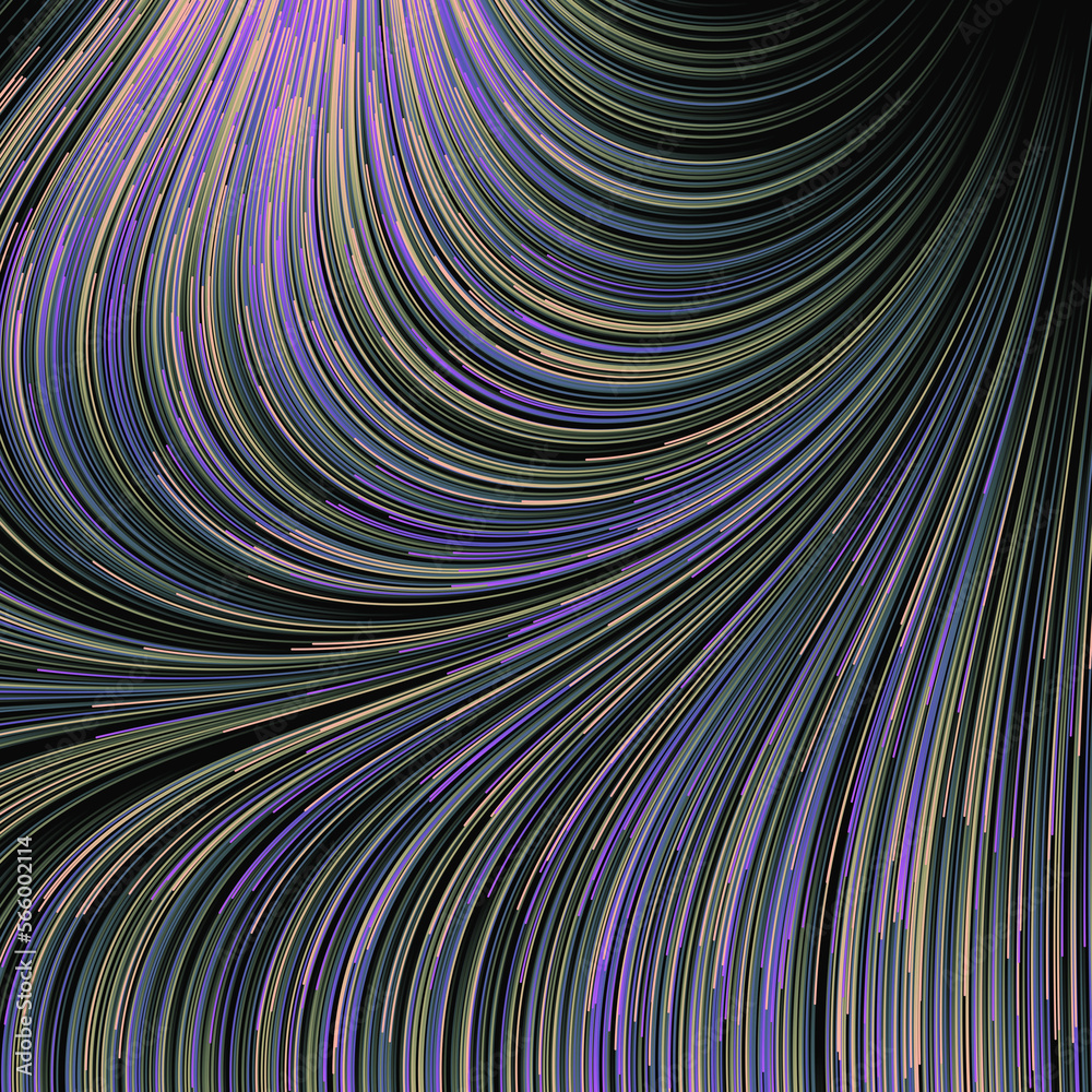 Abstract Dark Background with Flow Field of Lines Stock Illustration ...