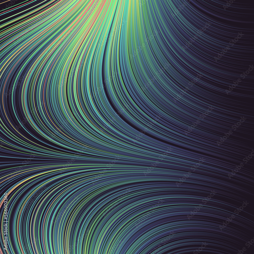 Abstract Dark Background with Flow Field of Lines Stock Illustration ...
