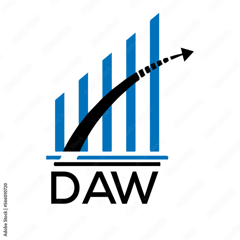 DAW letter logo. DAW blue image on white background. DAW vector logo ...