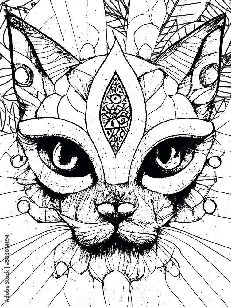 Cat Heads Coloring Pages.Great for coloring page, prints, backgrounds ...