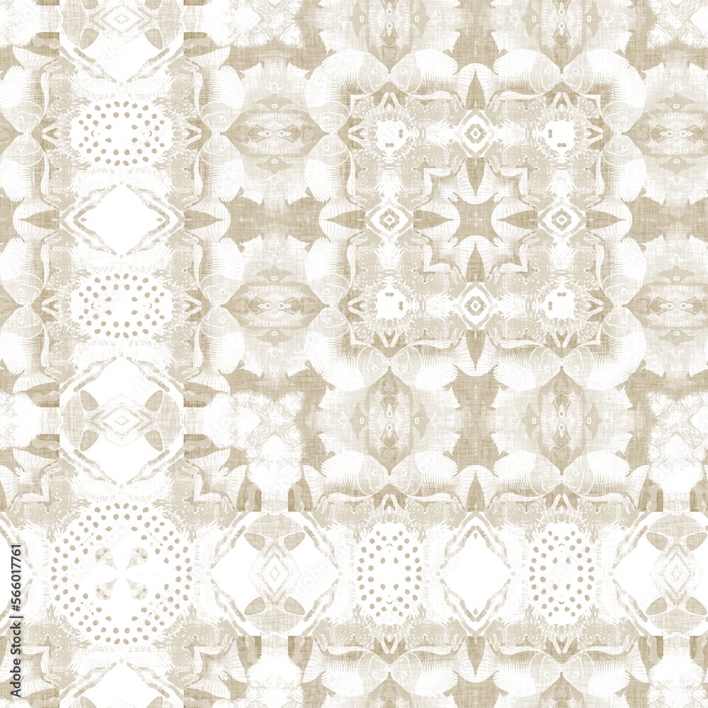 Ecru natural linen effect patterned coastal geo background. Seamless ...