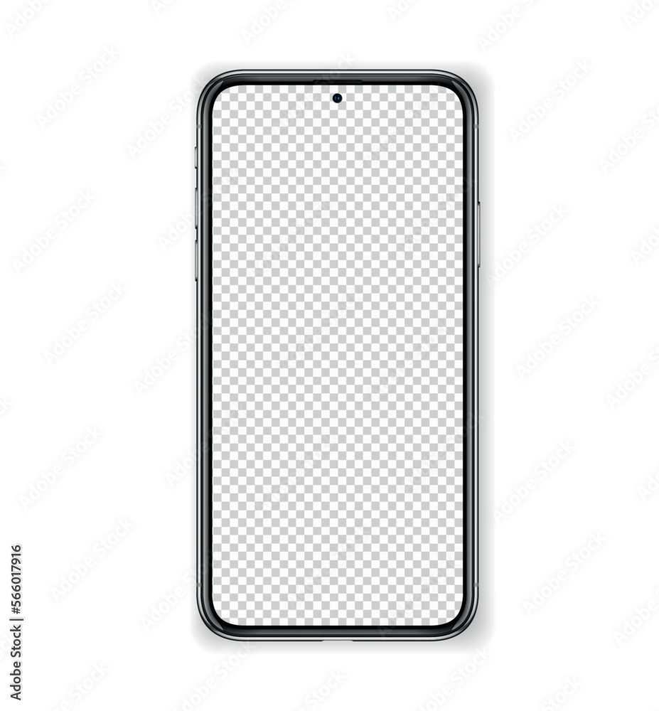Realistic trendy no frame smart phone with blank transparent screen ...