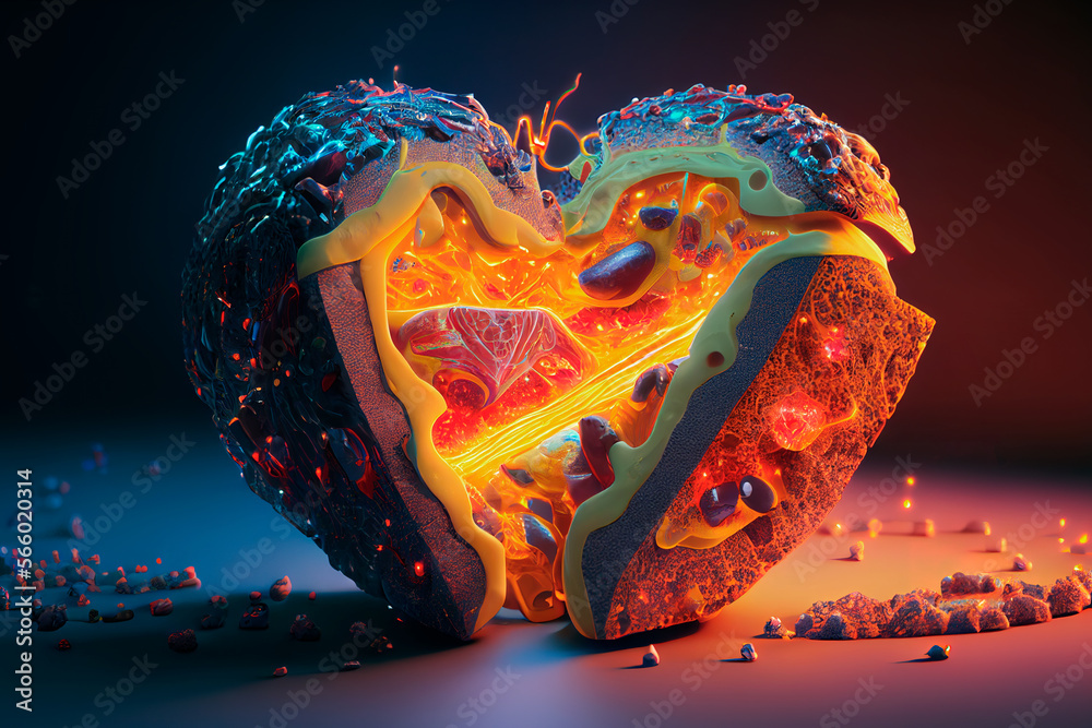 Cholesterol heart. Blood can't flow into human heart because clogged ...