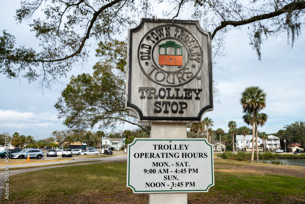 St. Augustine, Florida - December 31, 2022: Sign noting a designated ...