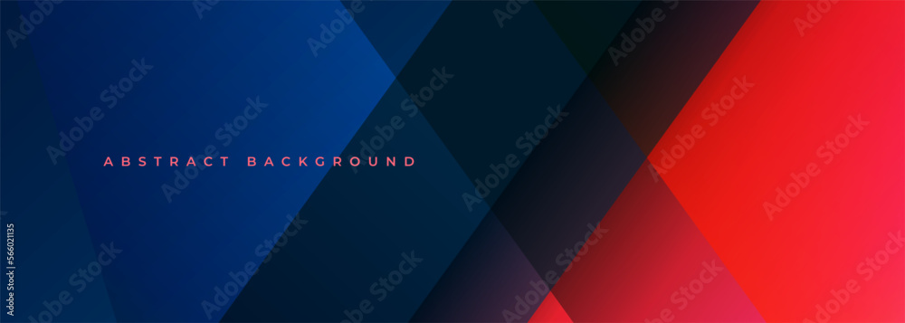 Blue and red modern abstract wide banner with geometric shapes. Red and ...