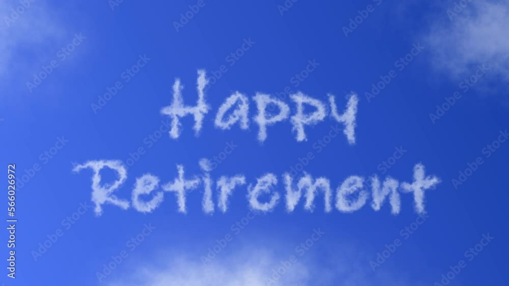 Happy Retirement Text or Word with Cloud Effect Symbol Animation on ...