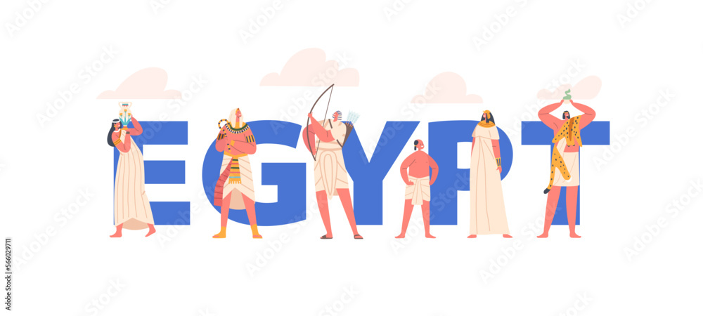 Life of Ancient Egyptians Concept. People in Traditional Clothes of ...