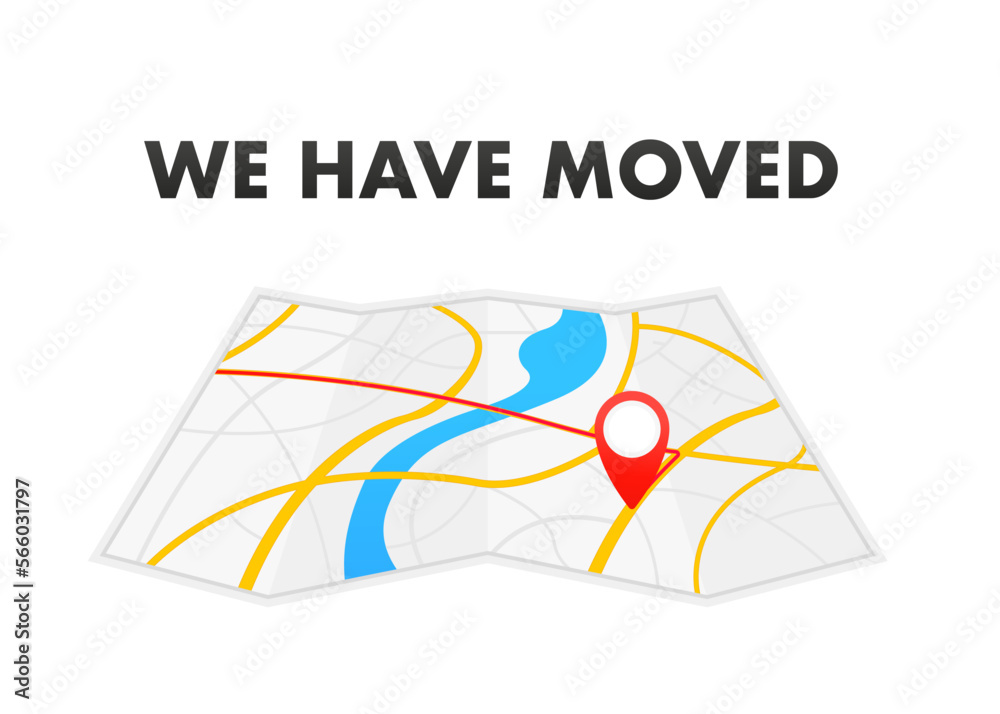 Map with pin. Gps navigation and place of movement. We have moved the ...