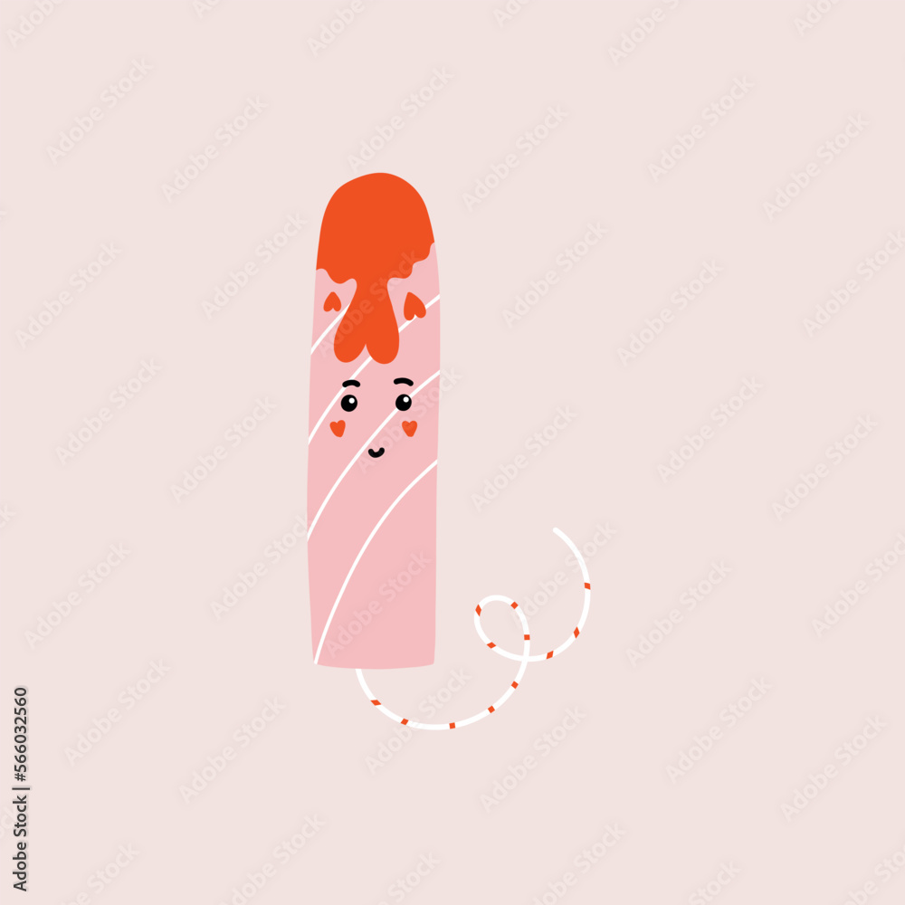 Menstrual tampon character with heart bloodMenstrual tampon character ...