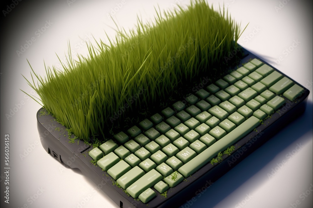 Keyboard with grass frowing through it, concept of Abandonment and ...