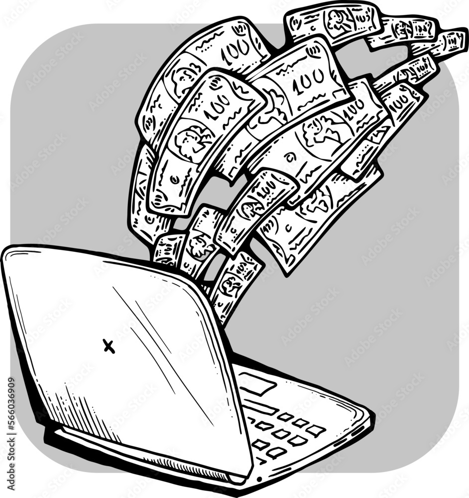 Vektorová grafika „Money cash flying into and out of wallet. Income ...