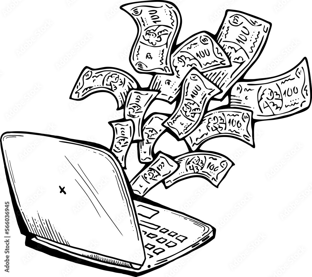 Money cash flying into and out of wallet. Income transfer, currency ...