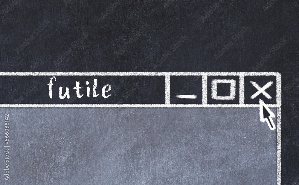 Concept of dealing with problem. Chalk drawing of closing browser ...