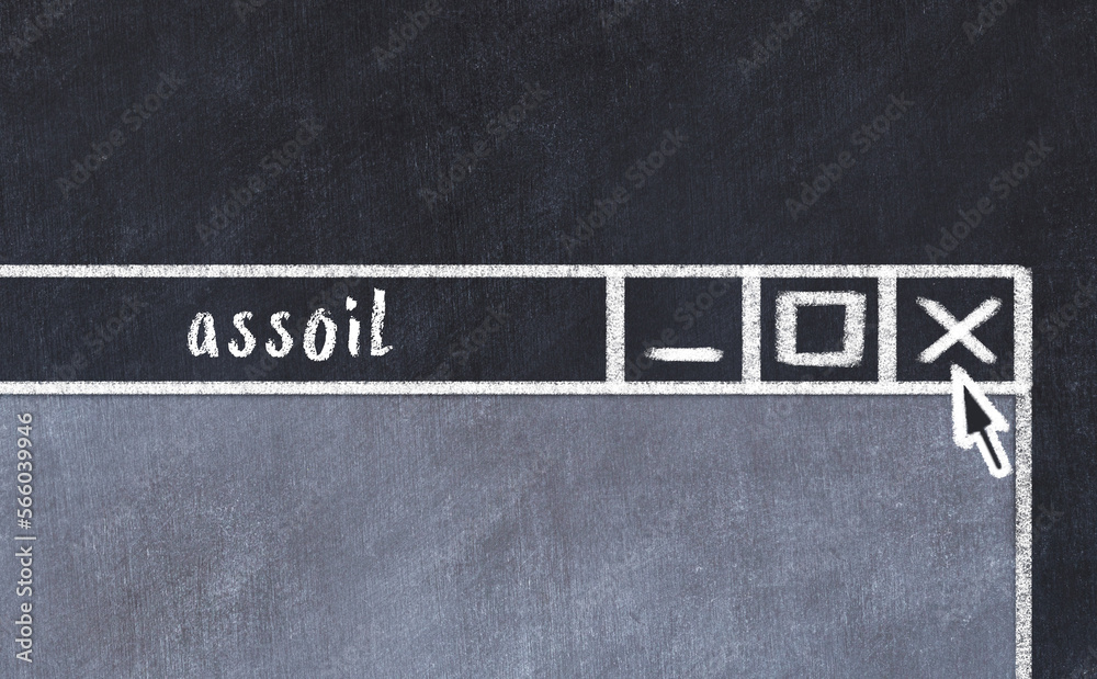 Concept of dealing with problem. Chalk drawing of closing browser ...