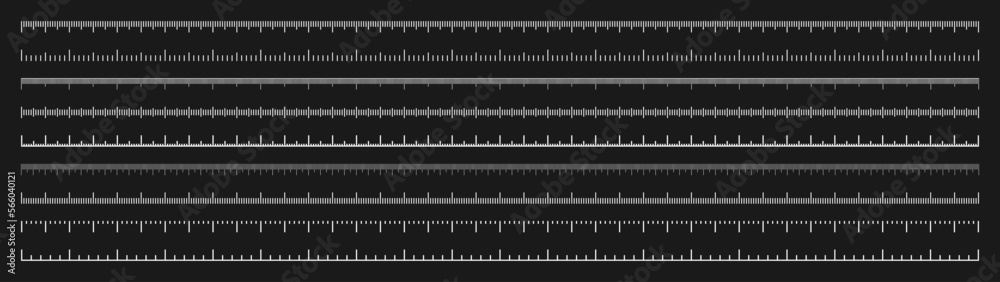 Various measurement scales with divisions. Realistic white scale for ...