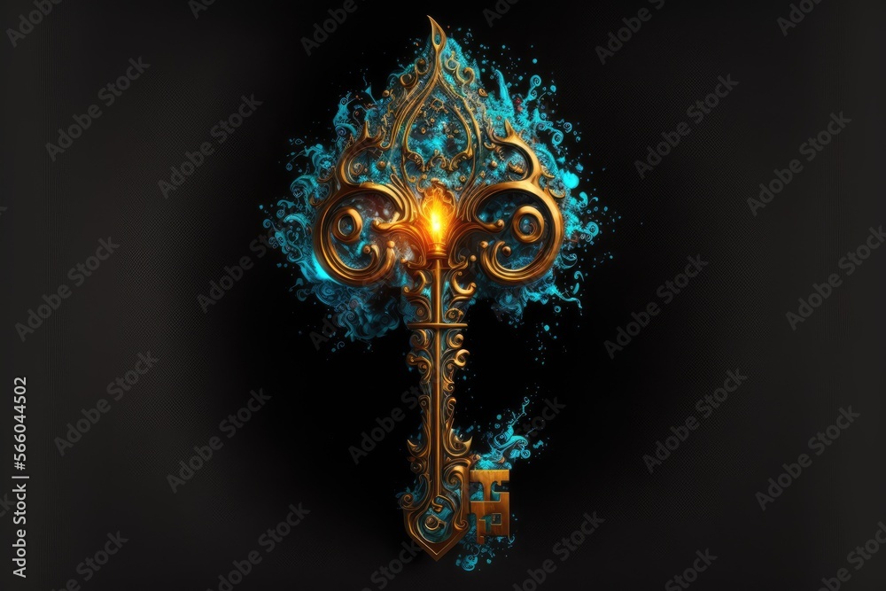 Magic key to fantasy world, mystical key, digital illustration ...