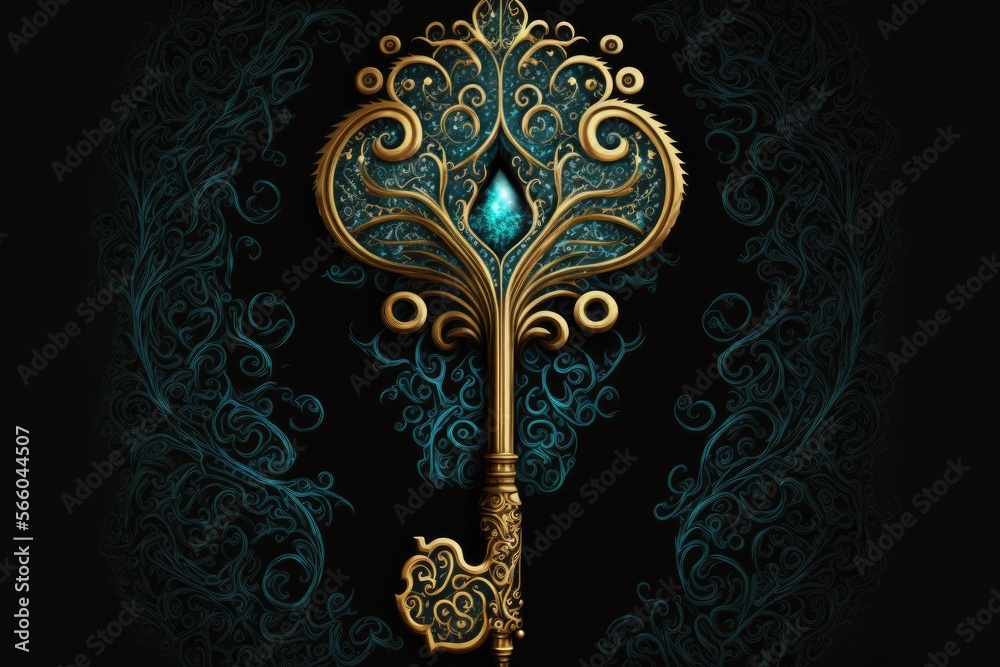 Magic key to fantasy world, mystical key, digital illustration ...