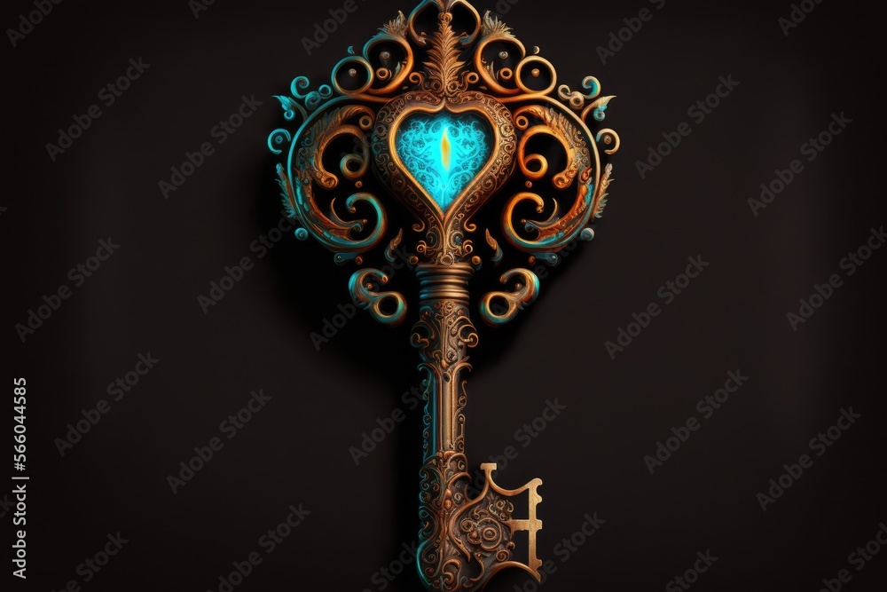 Magic key to fantasy world, mystical key, digital illustration ...
