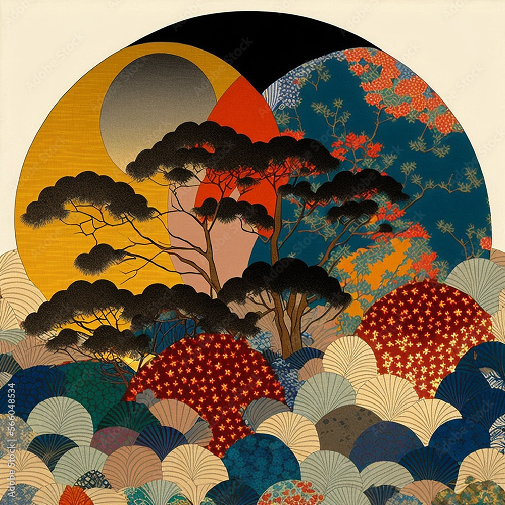 Japanese Art Created By Generative Ai Stock Illustration | Adobe Stock