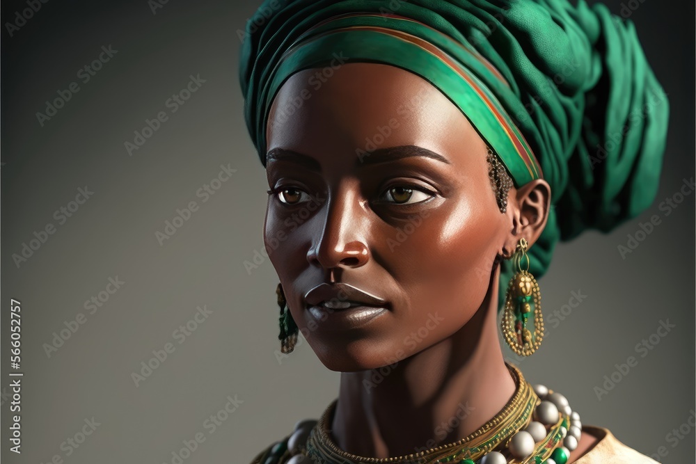 Beautiful female from Djibouti in traditional clothes, created with ...