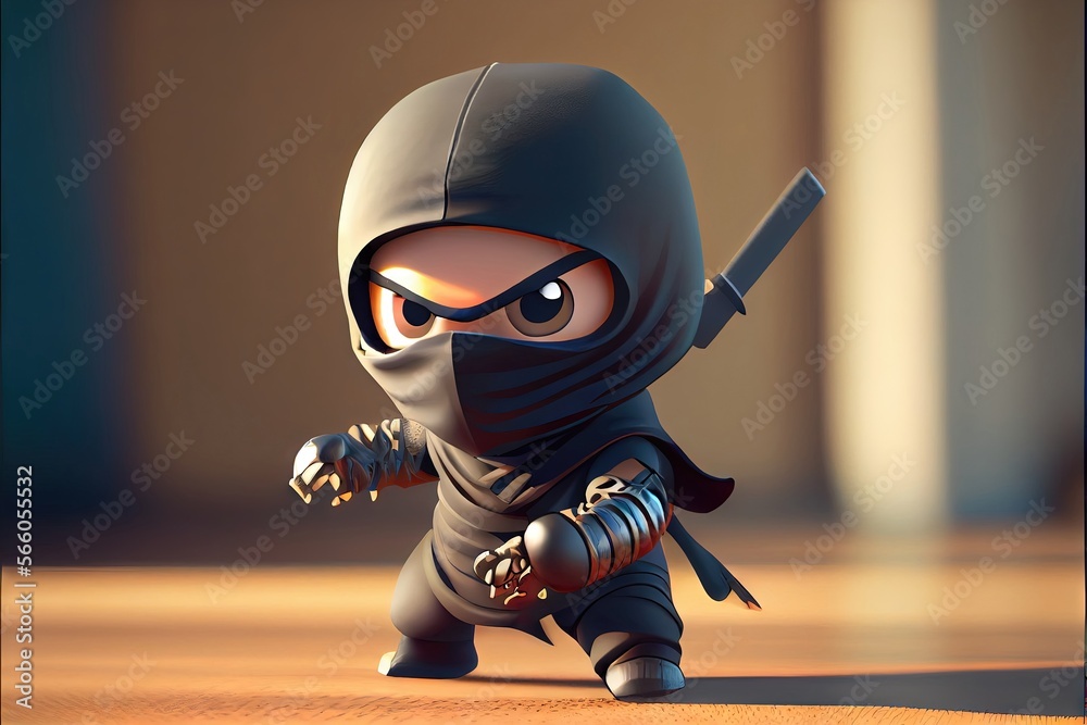 Illustrazione Stock Black ninja - adorable kawaii and chibi ninja ...