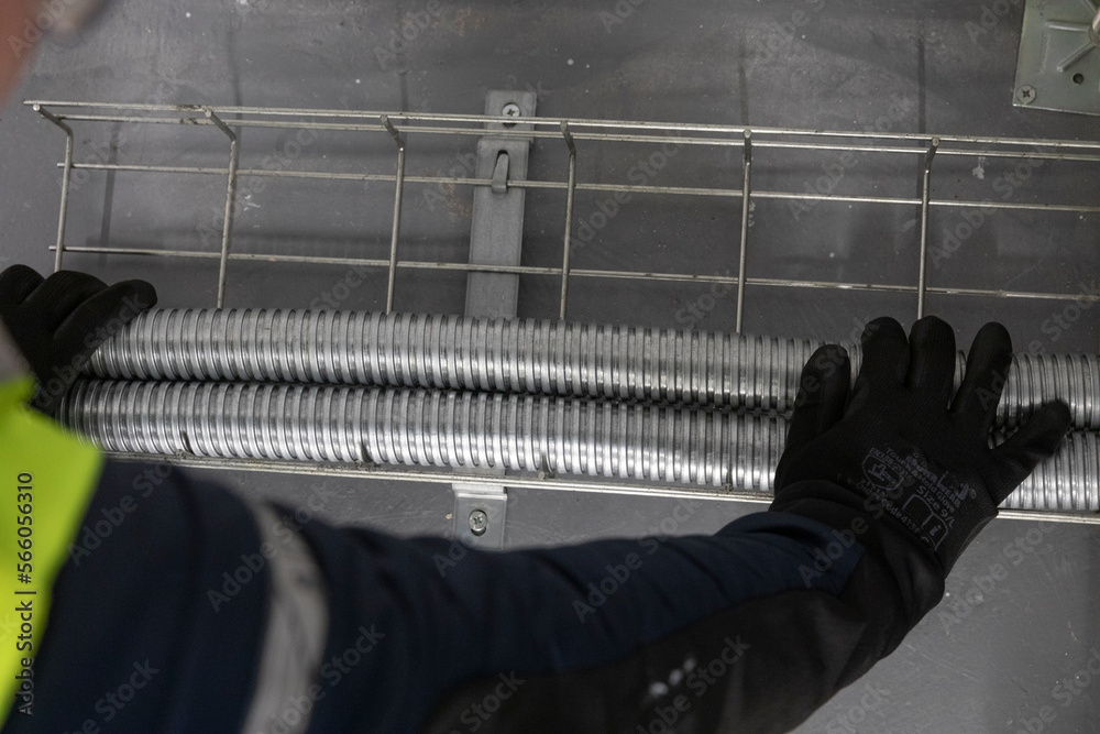 Steel Cable management baskets and trays with modular wiring, T conduit ...