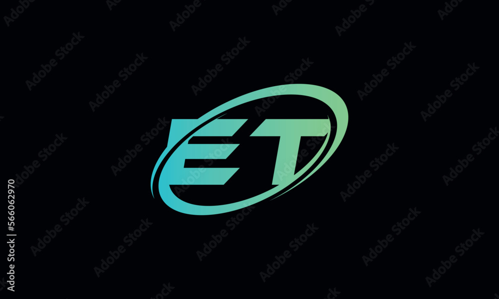 Initial letter ET logo. Circle swoosh ET Stock Vector | Adobe Stock