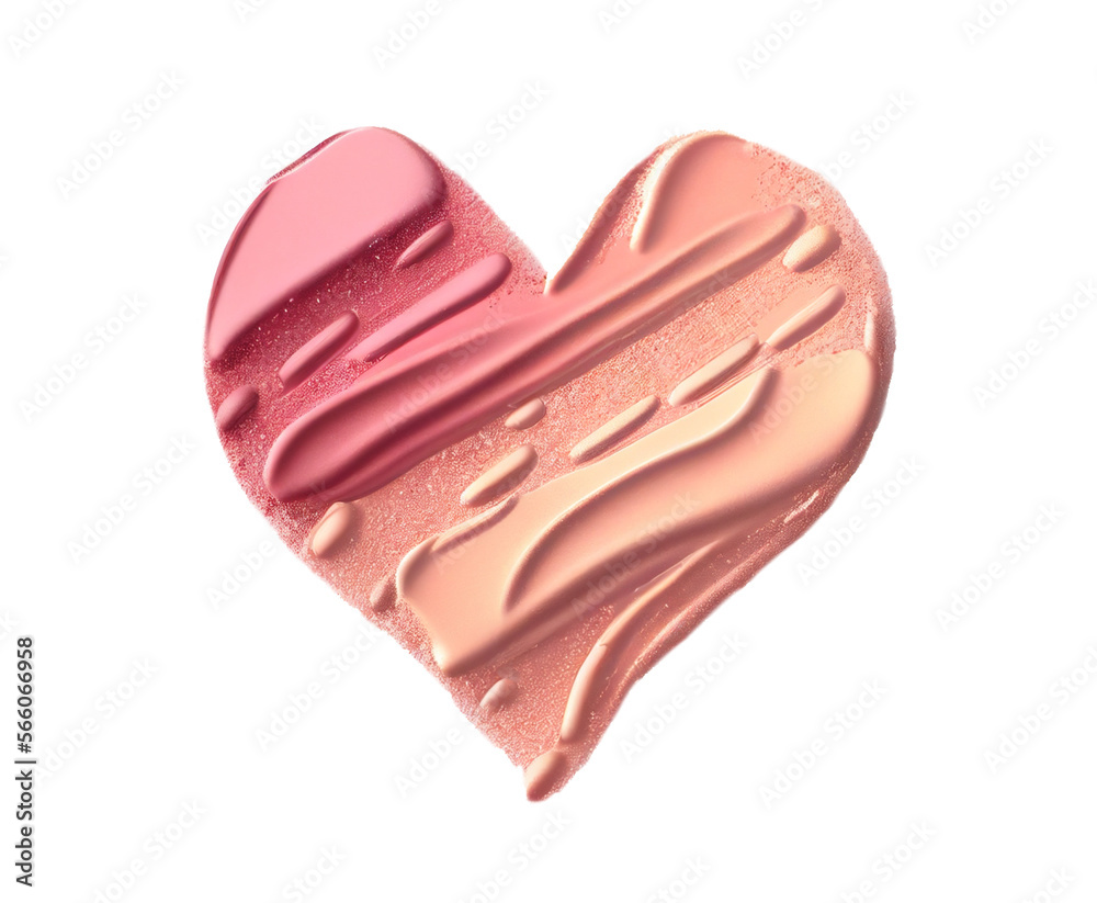 Heart shape from lipstick and blush textures beauty product swatch AI ...