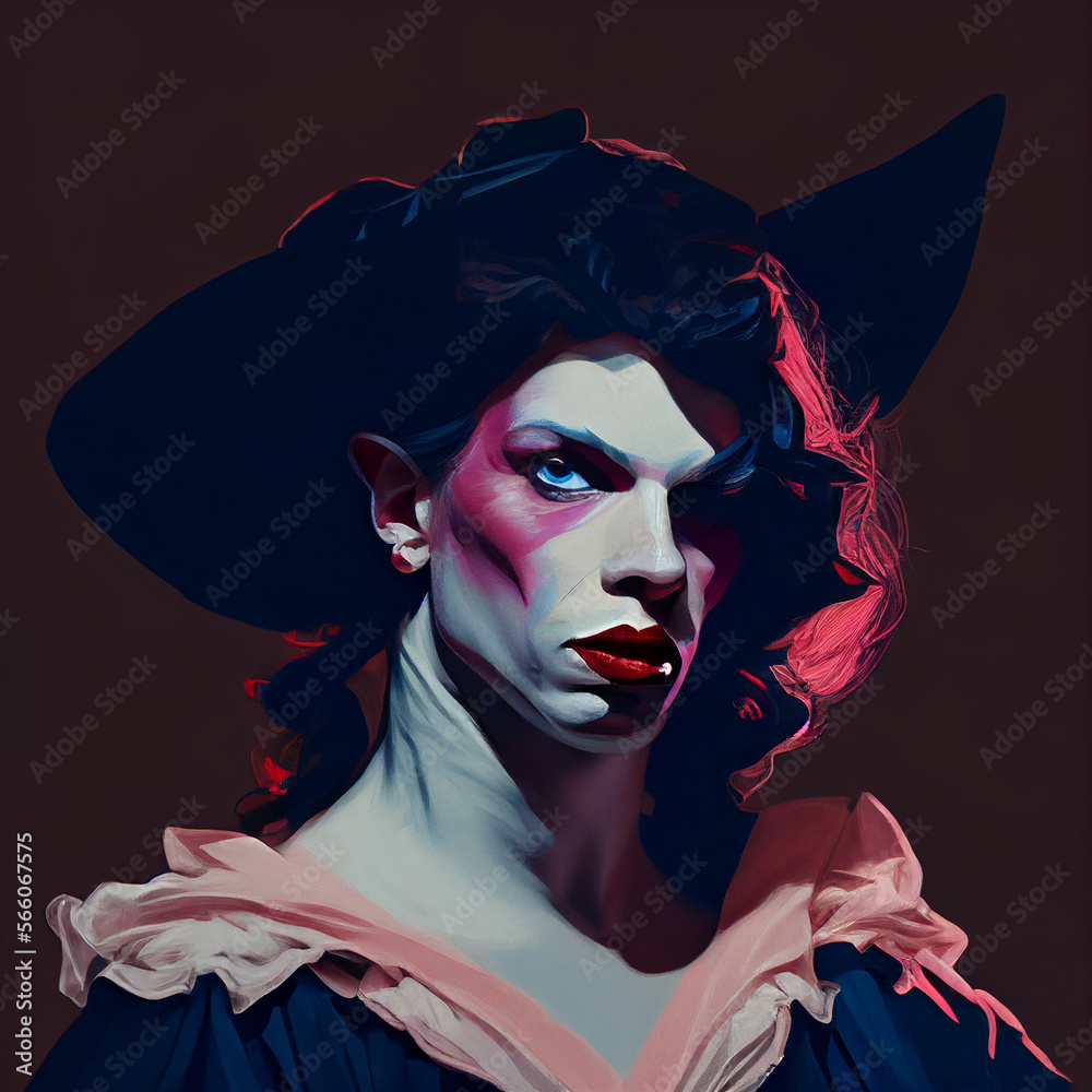 Transgender Vampire Witch Young Dark Hair and Hat Woman Man Roleplaying ...