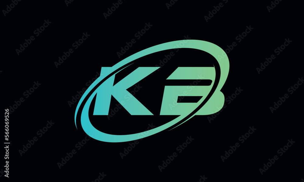 Initial letter KB logo. Circle swoosh KB Stock Vector | Adobe Stock