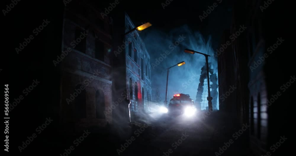 Police raid at night and you are under arrest concept. Silhouette of ...