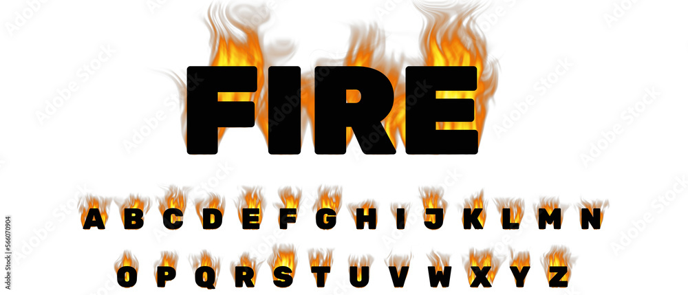 Abstract flaming alphabet with capital letters on transparent png ...
