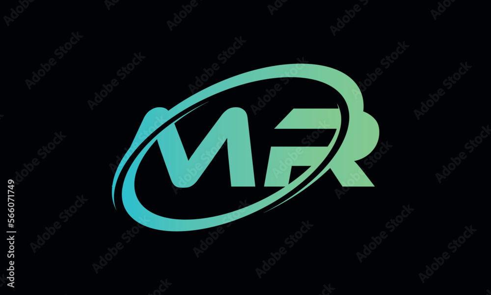 Initial letter MR logo. Circle swoosh MR Stock Vector | Adobe Stock