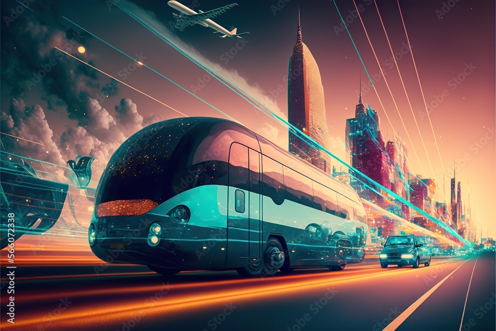 Created with Generative AI technology. Abstract urban background with ...