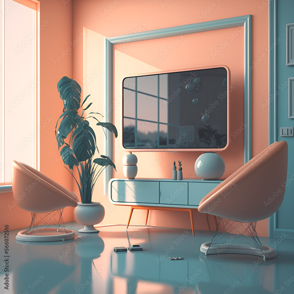 KatyaM's Hyper-Realistic 60's Retro Interior A Cinematic Full-Frame ...