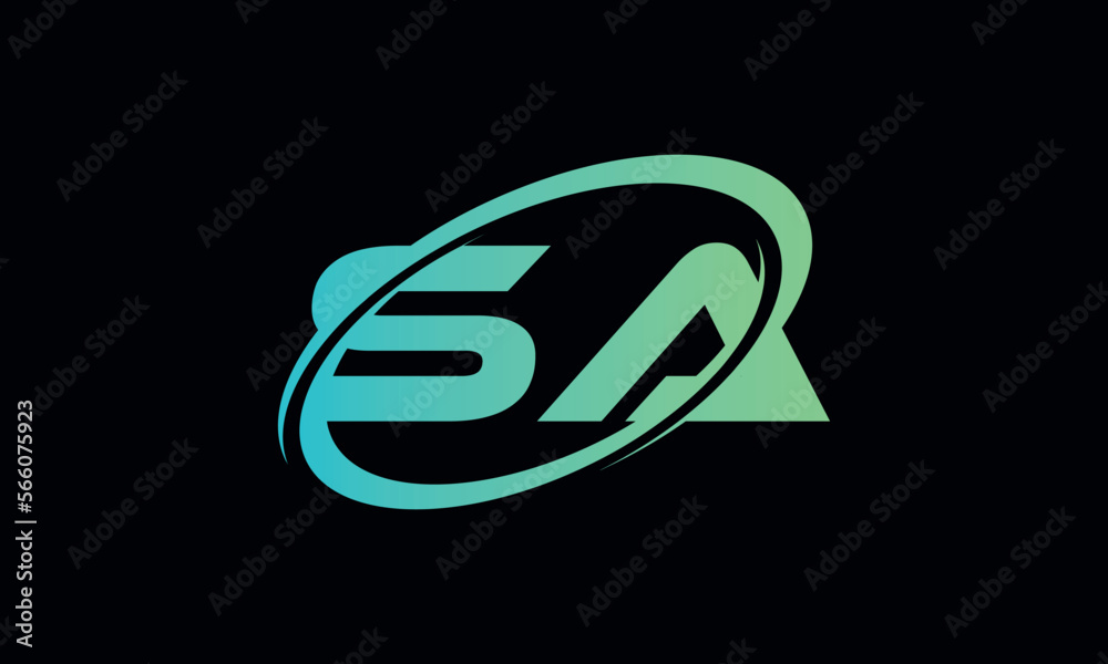 Initial letter SA logo. Circle swoosh AS Stock Vector | Adobe Stock