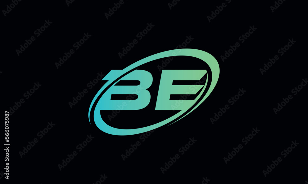 Initial letter BE logo. Circle swoosh BE Stock Vector | Adobe Stock