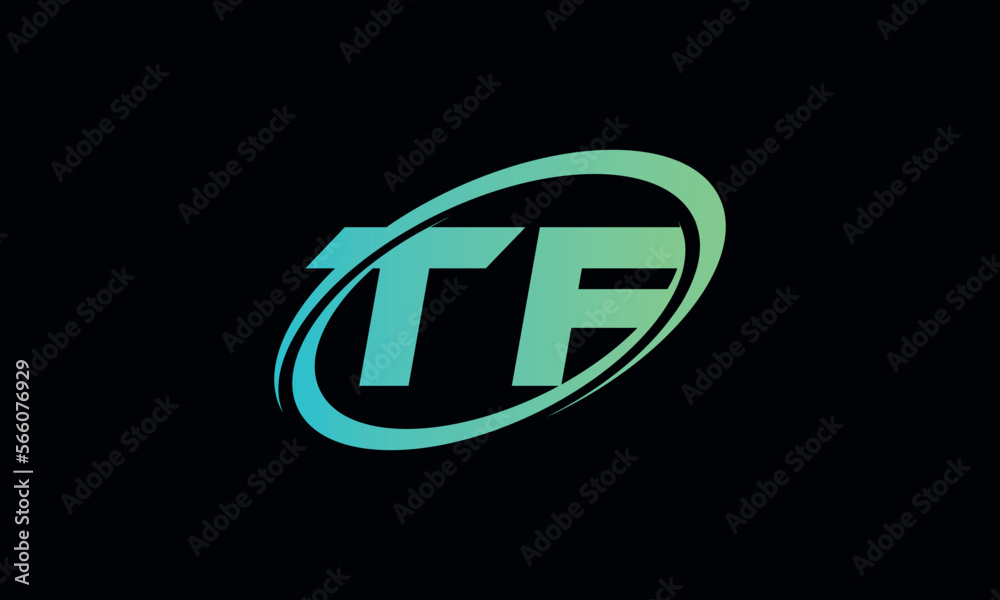 Initial letter TF logo. Circle swoosh TF Stock Vector | Adobe Stock