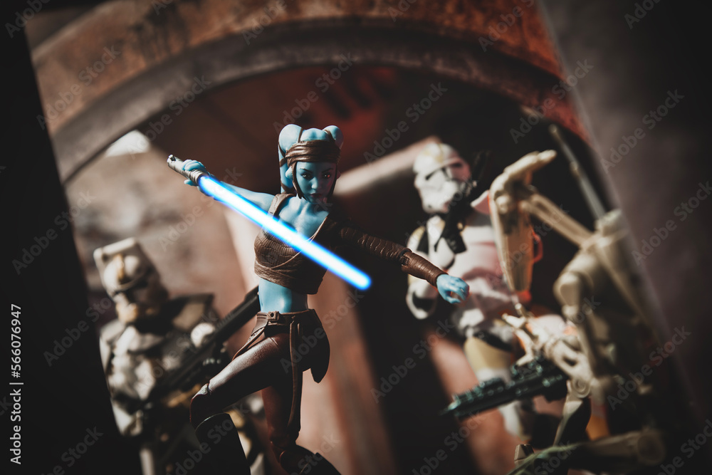 NEW YORK USA, FEB 8 2023: scene from Star Wars The Clone Wars Jedi ...