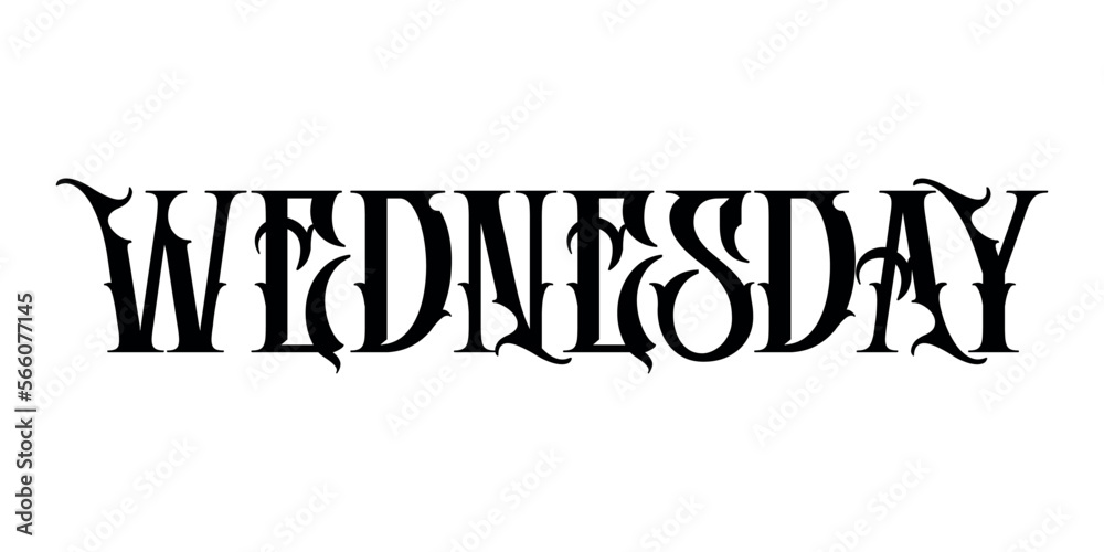 Wednesday emblem word of letters in Gothic style black font Stock ...