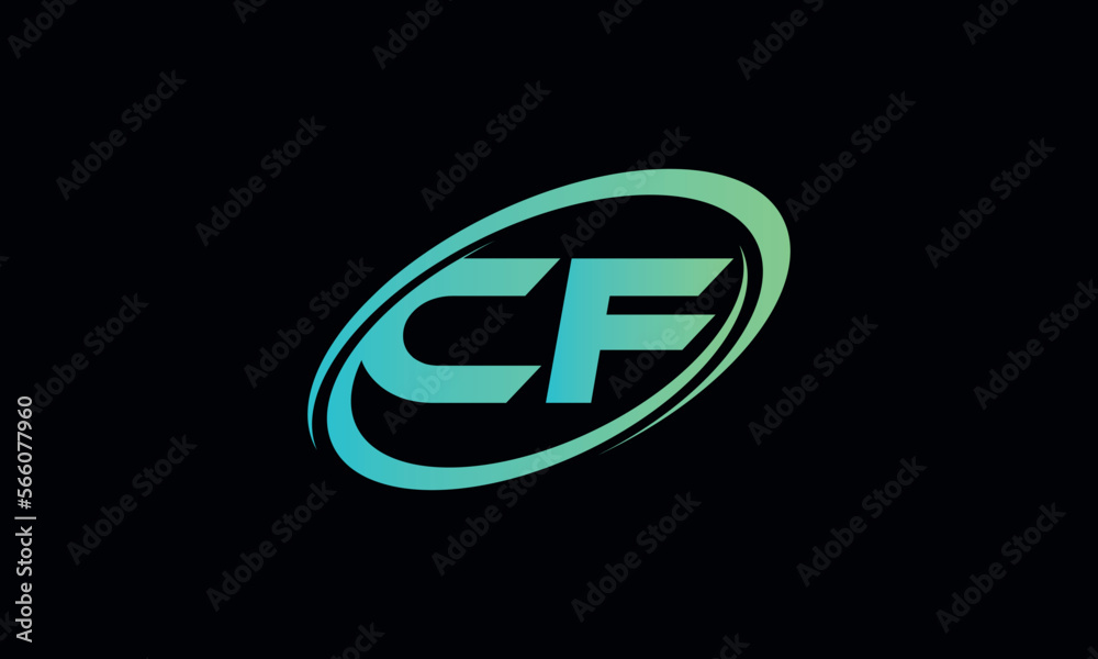 Initial letter cf logo. Circle swoosh cf Stock Vector | Adobe Stock