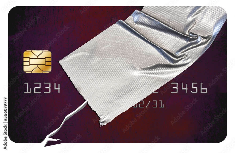 This illustrates credit history that needs repair. A broken credit card ...