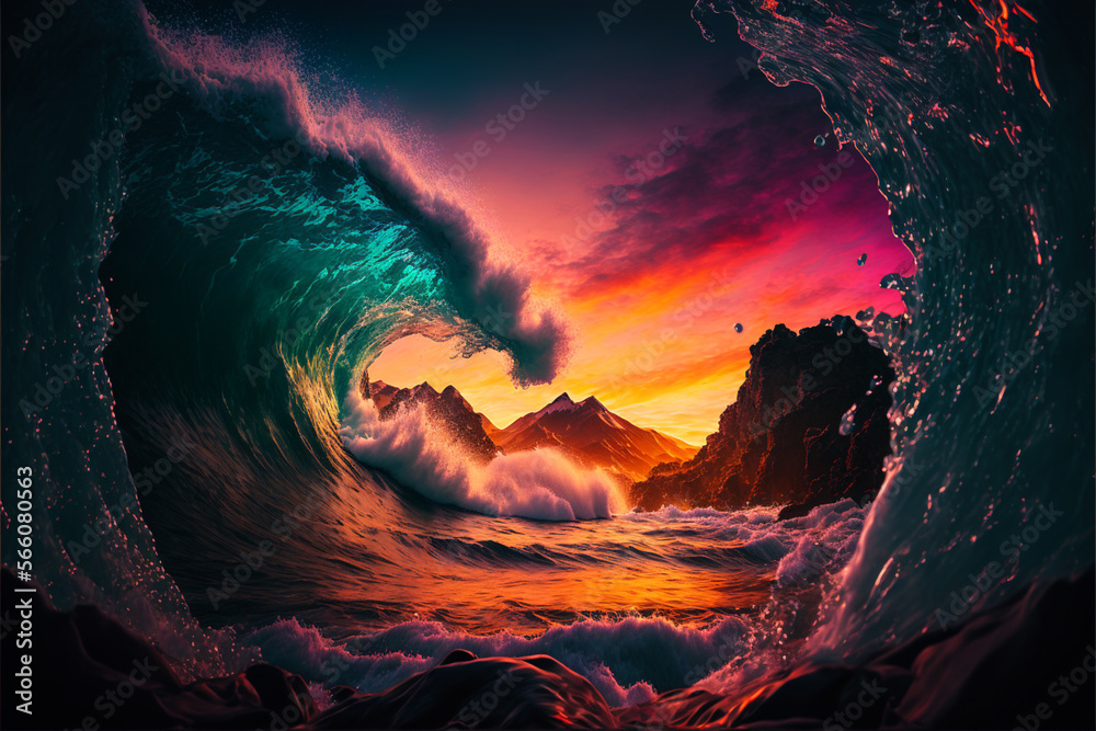 splash rgb, paisagem, cores vivas hiperrealistas, detalhes requintados ...