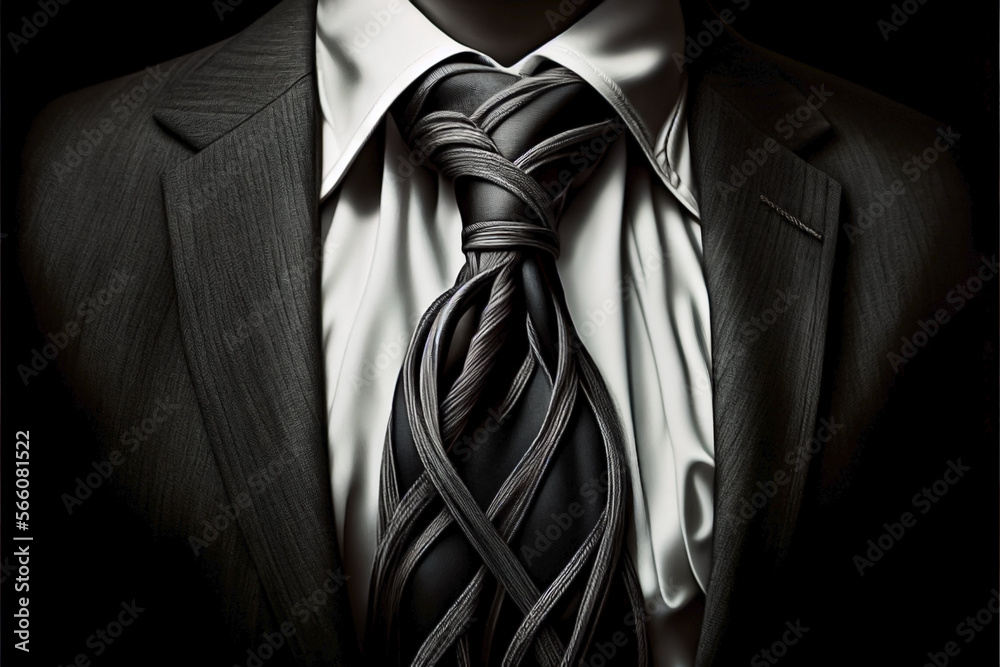Businessman with a noose around his neck. Chained businessman, tied ...