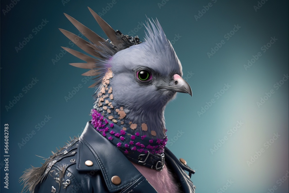 Created with Generative AI technology. Profile shot of an animal punk ...