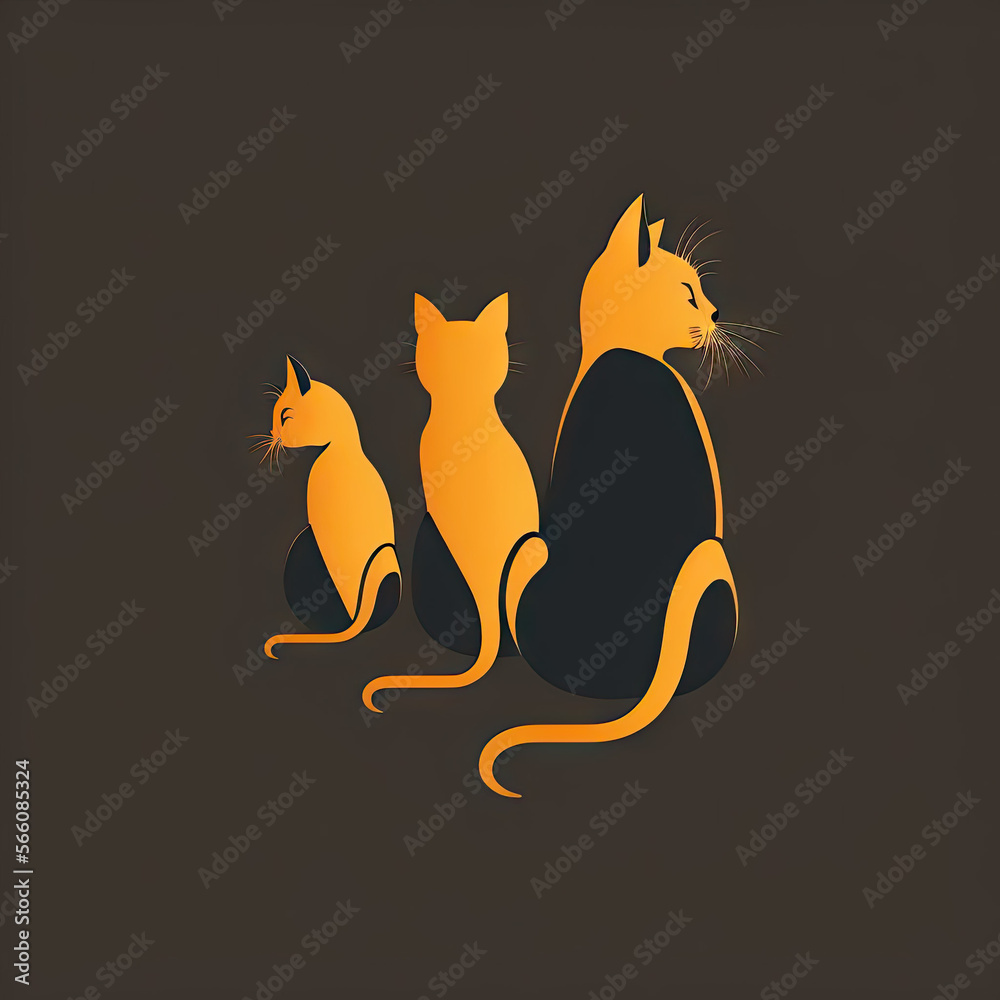 Logo icon of cats, made using generative AI Stock Illustration | Adobe ...