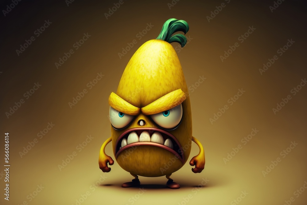Digital Illustration The Angry Banana - A 3D Cartoon Character That ...