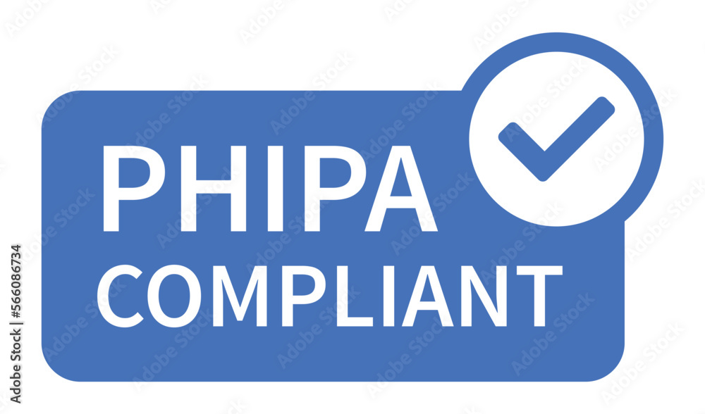 PHIPA compliant flat vector badge label icon for apps and websites ...