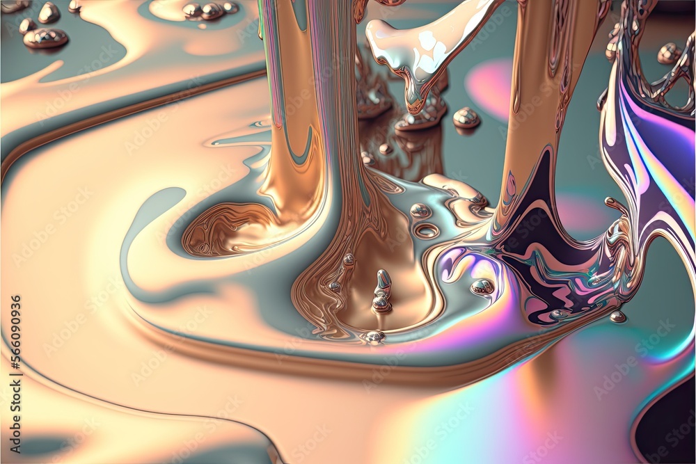 spilled liquid metal effect background in pastel colors, generative ai ...