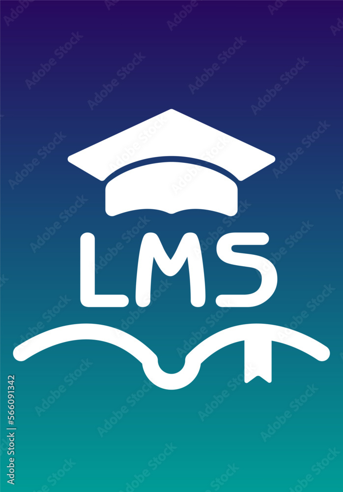 Learning Management System. Graduate cap, open book and abbreviation ...
